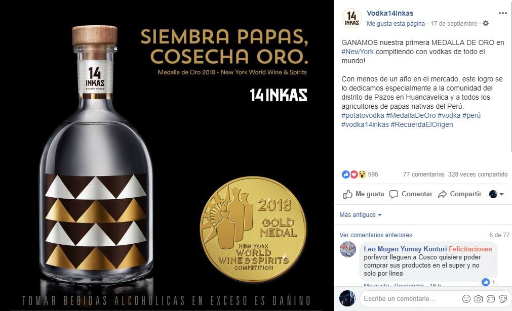 Vodka peruano hecho con papas de los Andes gana premio mundial ...